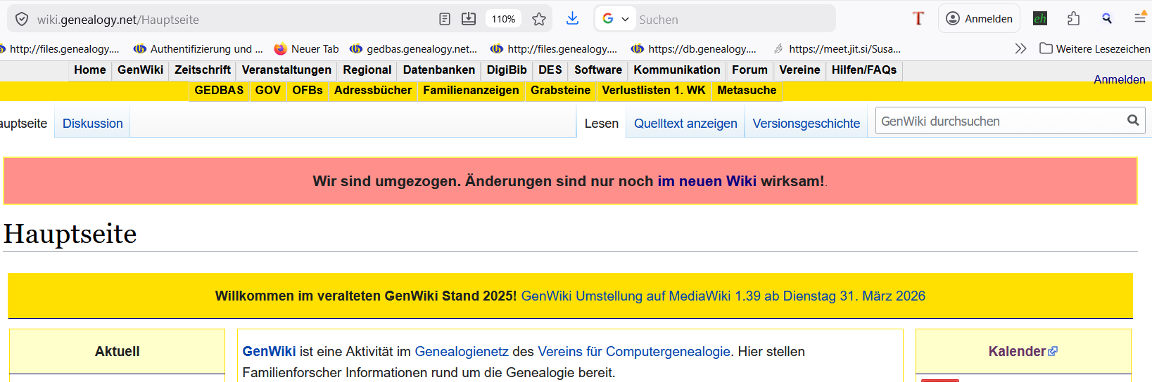 MediaWiki 1.39 Umstellung erfolgt - genwiki-l - genealogy.net